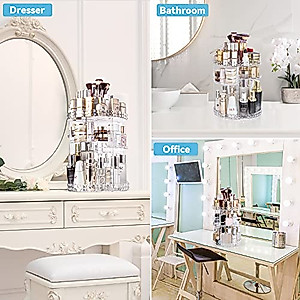 Kingtaily Rotating Makeup Organizer Spinning Makeup Organizer for Vanity, 360 Rotation with 6 Adjustable Layers, Large Capacity Vanity Organizer Skin-care Organizers Clear Perfume Organizer