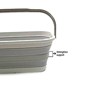 SAMMART 11.6L (3.06 Gallon) Collapsible Rectangular Handy Basket / Bucket (Grey, 1)