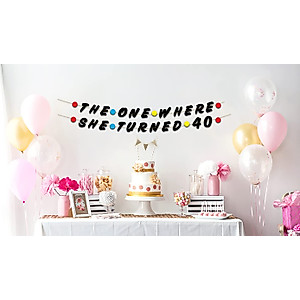 Friends Themed 40th Birthday Black Glitter Banner - Happy 40th Birthday Party - 40th Birthday Party Decorations and Supplies