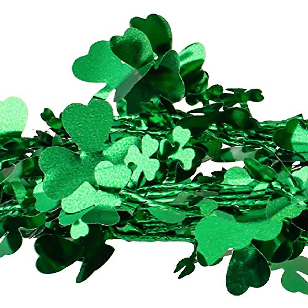 Whaline 3 Pack St. Patrick’s Day Green Tinsel Garland Include Shamrock Wreath, Wire Garland and Leprechaun Hat for Irish St Patrick Party Favor Home Wall Decorations