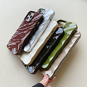 Sayoaho Water Ripple Pattern Compatible for iPhone 13 Pro Max Phone Case,Cute Luxury Wave Shape Case for Women & Men, Soft TPU Shockproof Protective Cover for iPhone 13 Pro Max 6.7''-White