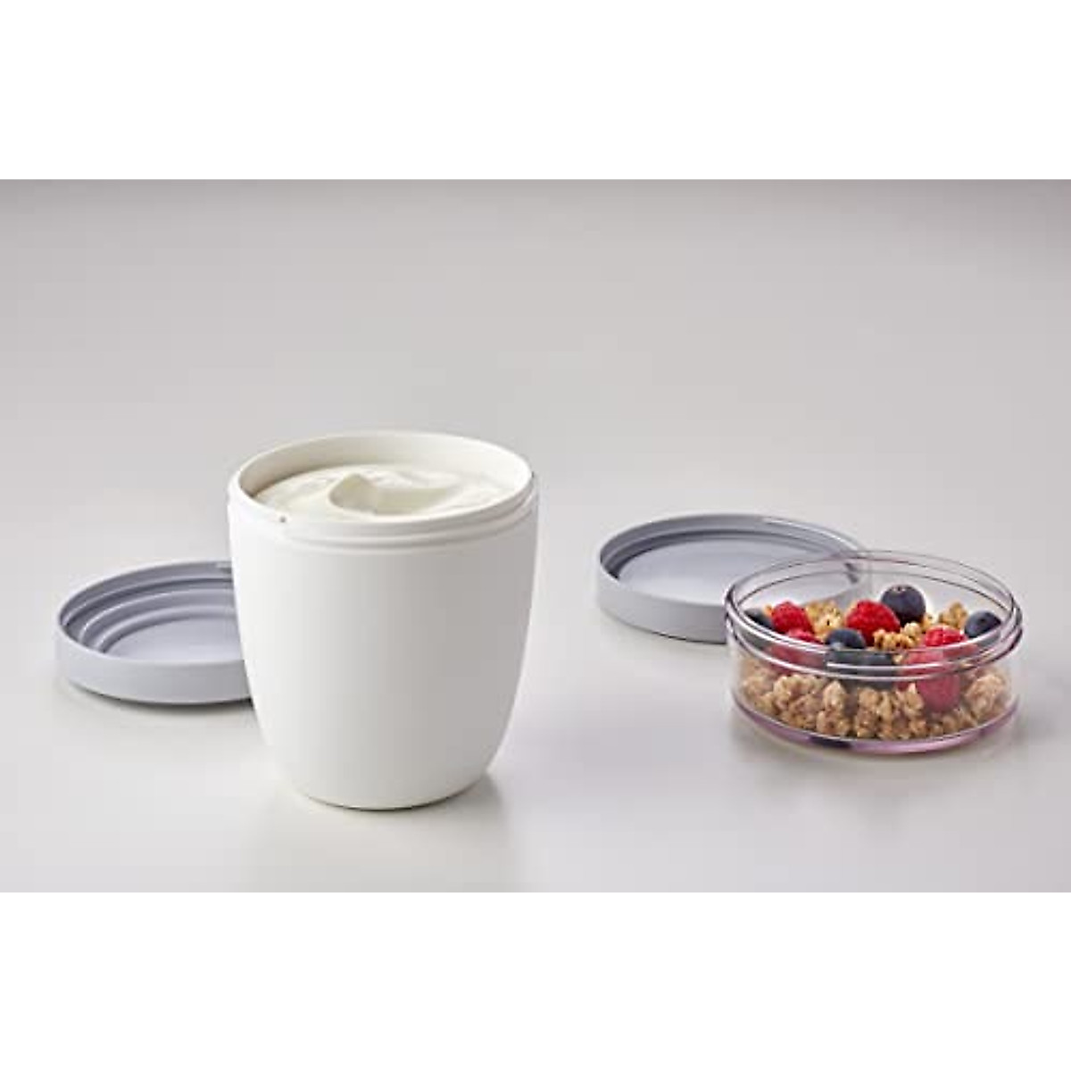 MEPAL, Lunchpot with 2 Lids, a Detachable Small Storage Container for Nuts or Fruit, Portable, BPA Free, Nordic White, 500ml+200ml|17oz + 6.7oz, 1 Count