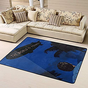 Vacu Al Pacino Scar-face The World is Yours Area Rug Carpet Non-Slip Large Floor Mat, Soft Fuzzy Indoor Carpet Bedside Rug for Kids Boys Bedroom Living Room Dorm Backyard Home Decor Mat 63 x 48 in