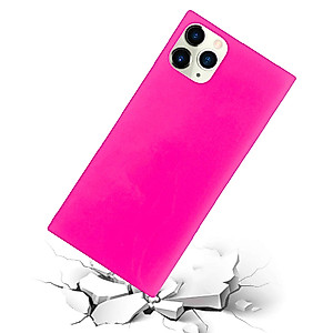 Omorro for Square iPhone 11 Pro Max Case for Women Men Neon, Brigth Cute Fluorescence Luxury Flexible Soft Slim TPU Rubber Gel Bumper Chic Square Edge Protective Hot Pink Girly Square Phone Case