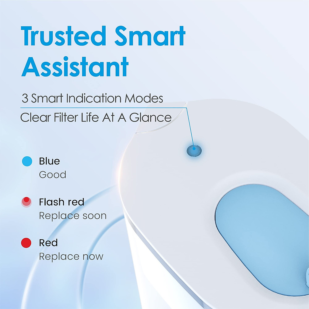 Waterdrop 200-Gallon Long-Life 10-Cup Water Filter Pitcher with 1 Filter, NSF Certified, 5X Times Lifetime, Reduces PFOA/PFOS, Chlorine, BPA Free, Blue