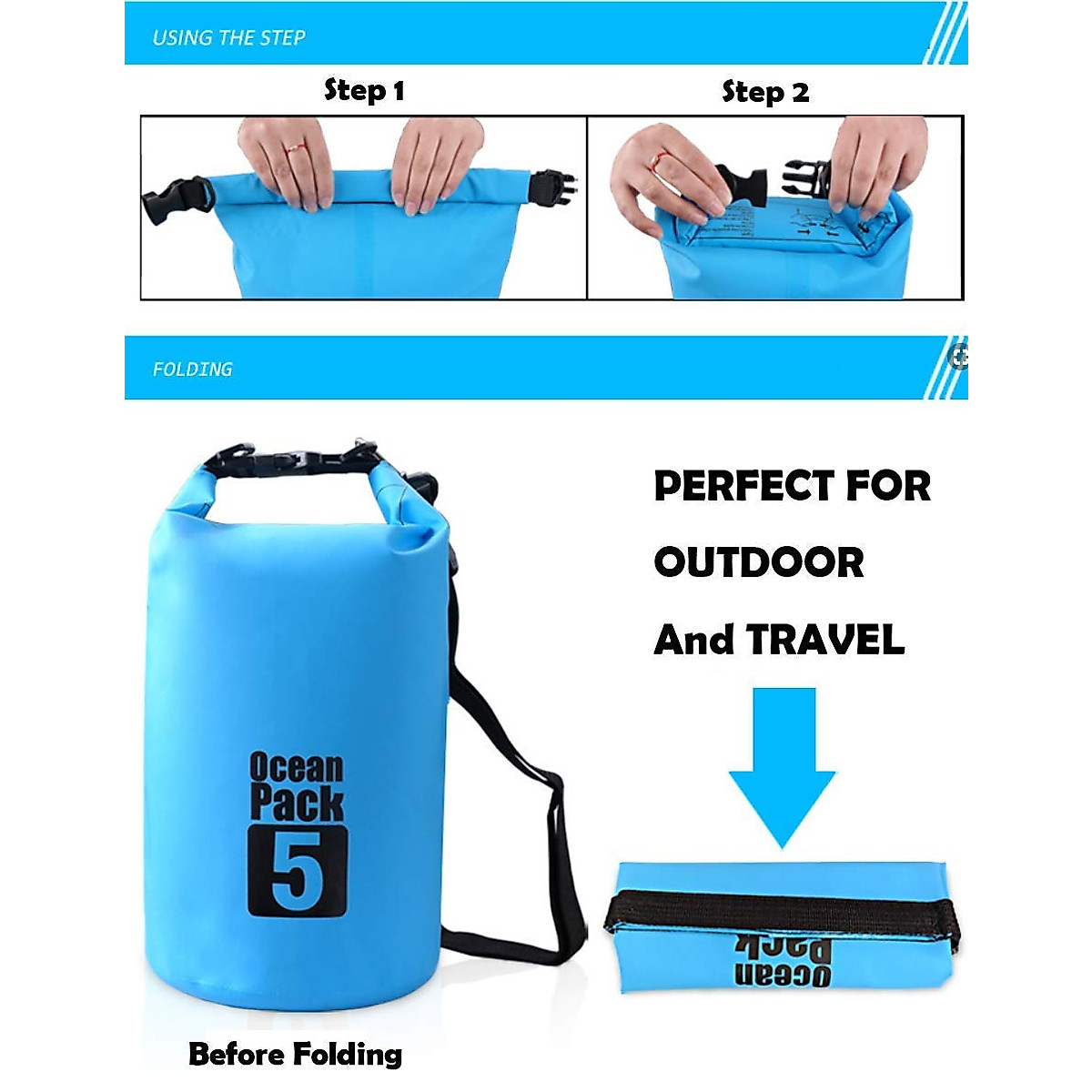 OceanPack Dry Bag drybag Waterproof Bag for Boating & Travel, Keep Your Gear Dry Sailing Gear and River Accessories (Yellow, 10L)