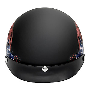 VCAN Cruiser Half Face Motorcycle Helmet with Drop-Down Sun Visor, Removable Peak and Quick Release Buckle