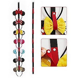 Nuolich 2Pcs Mouse Ears Headband Holder Hanging Wall Display Decor Bow Headpiece Hair Accessories Hanger Organizer