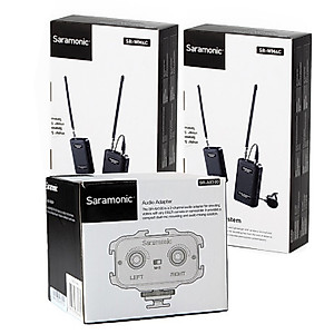 Saramonic Dual Wireless VHF Lavalier Microphone Bundle with 2 Transmitters, 2 Receivers and Audio Mixer for DSLR Cameras