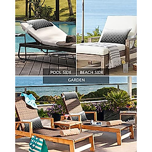 Recliner Head Pillow Ledge Loungers Chair Pillows with Insert Black White Ombre Geometric Trellis Morrocan Lumbar Pillow with Adjustable Strap Outdoor Waterproof Patio Pillows for Beach Pool, 2 PCS