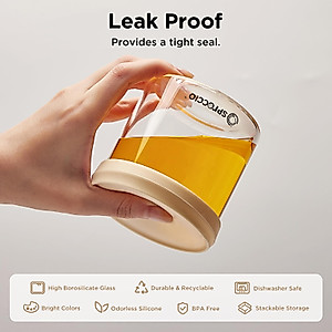 Spreccio Glass Food Jars - Airtight Dressing Containers with Lids, Perfect for Sauces, Overnight Oats, and Baby Food Storage, Small Glass Jars with Lids, 10oz Pack of 4