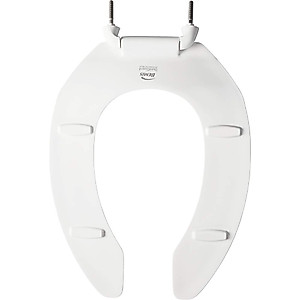 BEMIS 2155CT 000 Commercial Heavy Duty Open Front Toilet Seat without Cover that will never loosen & Reduce Call-backs, ELONGATED, Plastic, White
