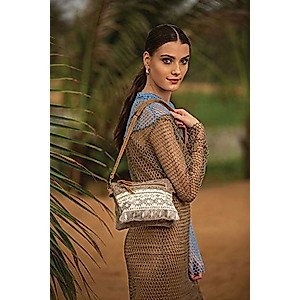 Myra Bag Floral Upcycled Canvas & Cowhide Leather Small Crossbody Bag S-1219