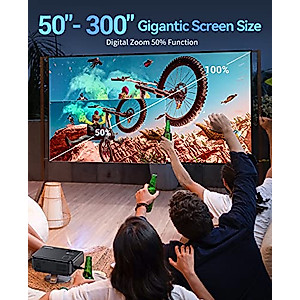 USSUNNY 5G WiFi Bluetooth Projector, 12500L/500 ANSI 1080P Native Projector 4K Supported Projector Outdoor Movies, Support 4P/4D Keystone Correction, Zoom, PPT, 300" Home Theater Video Projector