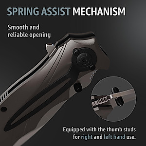 Pocket Knife for Men - Folding Knives with Sharp Blade Aluminum Handle Glass Breaker and Pocket Clip - Best Gear for Tactical Camping Hunting Fishing EDC Survival - Birthday Gift Idea - 6495