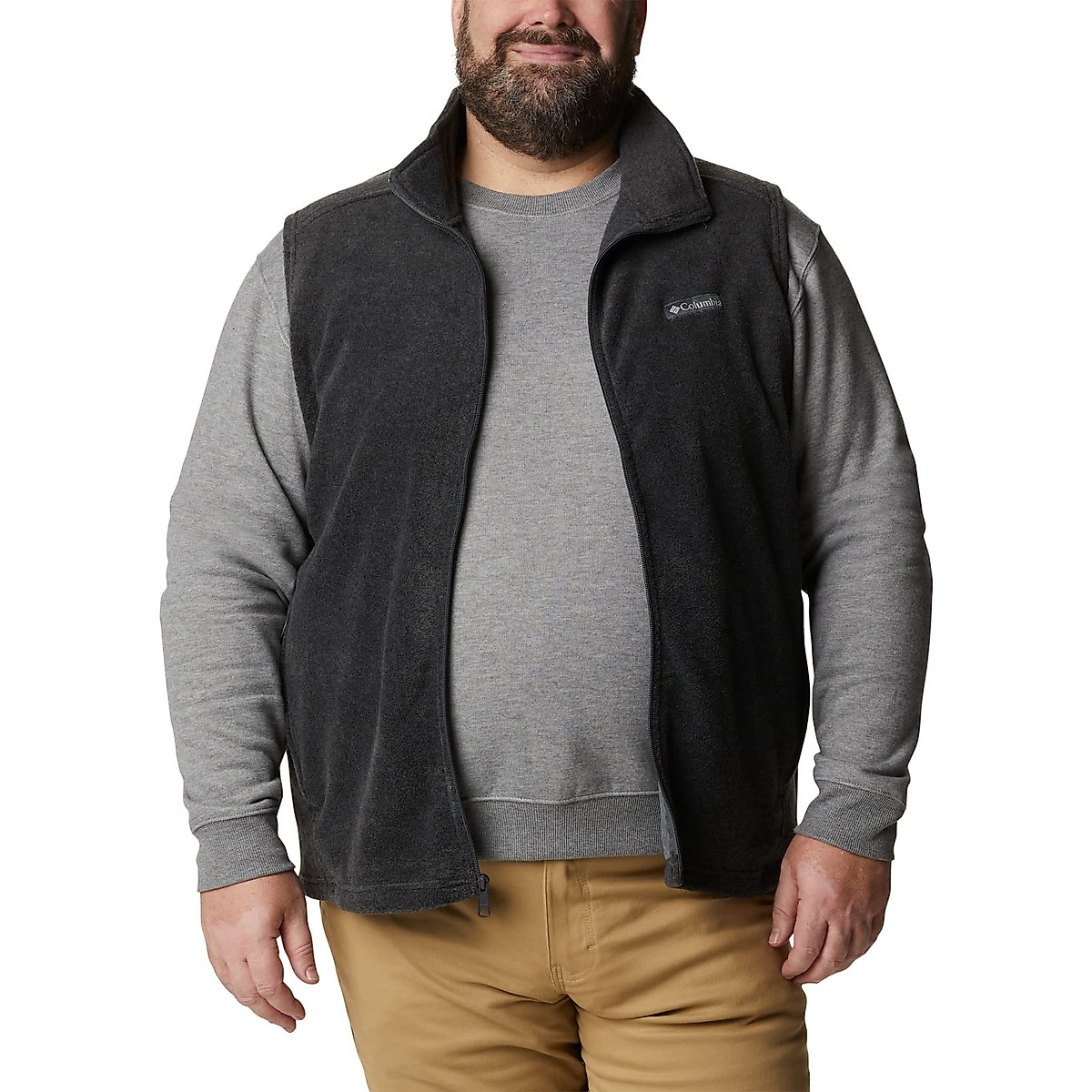 Columbia Mens Steens Mountain Fleece Vest, Charcoal Heather, Small