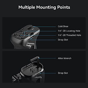 SmallRig Snap-On NATO Side Handle, Quick Lock Design, Up/Down Adjustable, Built-in Cold Shoe Mount, 1/4''-20 Thread Hole, Wrist Strap Hole - 4017