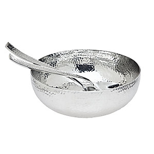 Godinger Hammered Salad Bowl & Servers, Silver