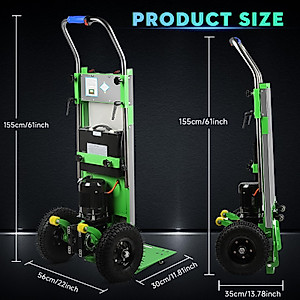 Electric Stair Climbing Dolly, 1250W Electric Stair Climbing Hand Truck, 900lbs Max Load Capacity, 3 Mode Folding Stair Climber Hand Trucks with Telescopic Handle for Moving Furniture (Green)