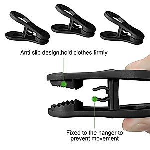 Graunton Hanger Clips for Hangers, Strong Pinch Easily Clip on Plastic Hangers, Multi-Purpose Plastic Finger Clips for Pants, Boy Girl Clothing, Body Suit, Shorts, Socks, Black (Black 24 Pack)