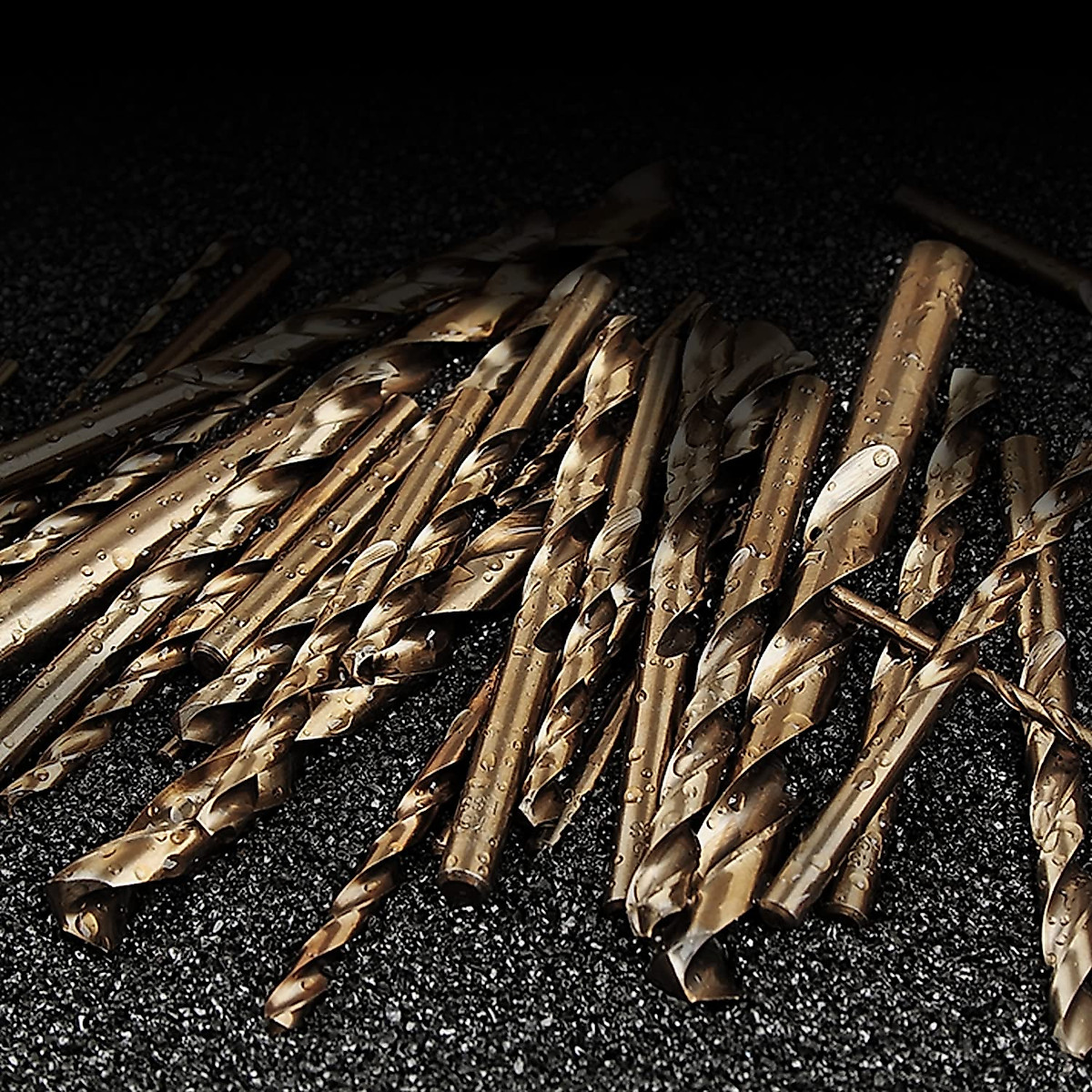 Powertough Titanium Drill Bit Set - 21-Piece M35 Co 5% High Speed Steel HSS for Steel Alloy and Other Hard Metals Fully Ground with 135°Split Point Drill Bits in Deluxe Metal Box E01014