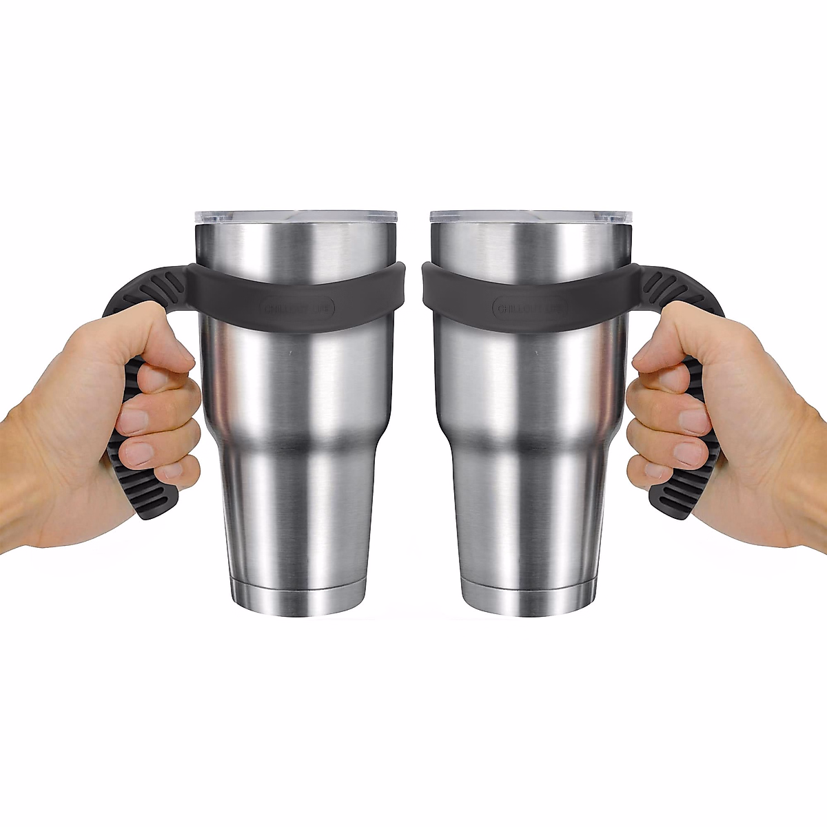 CHILLOUT LIFE Handle for YETI Cup 30 oz - Ozark Trail 30 oz Tumblers. Comfortable Reaplacment Handle for 30 oz YETI Tumbler & More (Black Handle Only) - 2 Pack