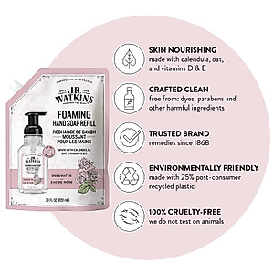 J.R. Watkins Foaming Hand Soap Refills, All Natural, Alcohol-Free Hand Wash, Cruelty-Free, Moisturizing Hand Soap Refill for Bathroom or Kitchen, Rosewater, 28 fl oz Foam Soap Refill, 3 Pack