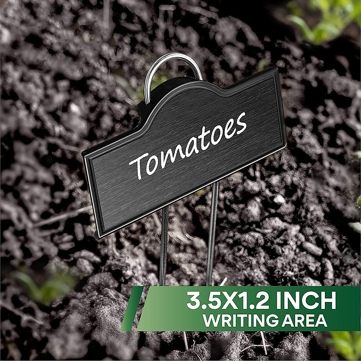 Metal Plant Labels Weatherproof 25 Pack, Stainless Steel 304 Garden Label Markers Outdoor for Plants Vegetables Herb Seedlings Flowers with a Pen, Label Area 3.74'' x 1.39'' Height 10.75 Inch