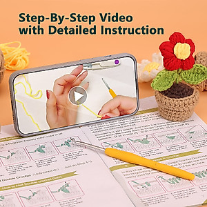 PP OPOUNT Beginner Crochet Kit - 6 PCS Potted Plants, Complete Crochet Kit for Beginners, Starter Pack for Adults and Kids with Step-by-Step Instructions and Video Tutorials