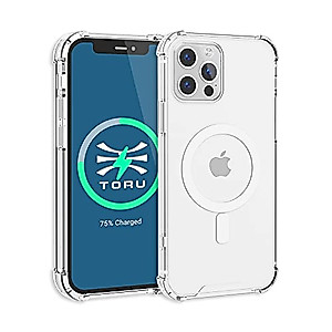 TORU MX Slim for iPhone 12 / iPhone 12 Pro Magnetic Case, Compatible with Magsafe, Hybrid Transparent HD Clear Case with Crossbody Strap, Scratch Resistant, Air Bumper Shock-Absorbing Corners
