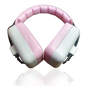 DECIBEL DEFENSE Junior Kids Ear Protection 28dB NRR Noise Reduction Hearing Protection Earmuffs for Infants Babies & Toddlers, Pink, Regular