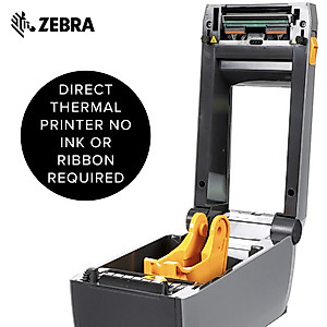 Zebra - ZD410 Direct Thermal Desktop Printer for labels, Receipts, Barcodes, Tags, and Wrist Bands - Print Width of 2 in - USB, Bluetooth, and Wifi Connectivity - ZD41022-D01W01EZ (Renewed)