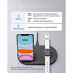 Anker Wireless Charging Station with QC Charger, PowerWave Sense 2-in-1 Stand with Watch Charging Holder for Apple Watch SE/6/5/4/3/2/1, iPhone SE 2020, 11, 11 Pro (Watch Charging Cable Not Included)