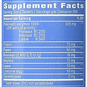 Nature's Way Mega-Zyme Systemic Enzymes, Relieves Occasional Muscle Soreness and Discomfort*, Pancreatic Enzymes, Digestive Health Support*, 200 Tablets