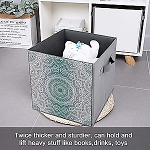 Mandela Pattern Foldable Storage Bins Printd Fabric Cube Baskets Boxes with Handles for Clothes Toys, 11x11x11
