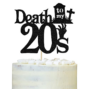 Death to My 20s Cake Topper, Rip Twenties Cake Decorations, Straight Outta 1992, Funny Happy 30th Birthday Decorations for Men Women Black Glitter