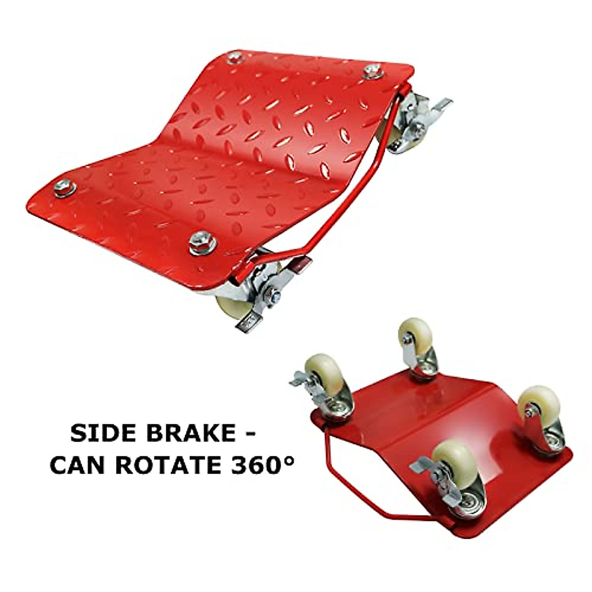 HONYTA Red Dollies 4 Pics Heavy Duty 6000-Pound Capacity Vehicle Dollies with Brakes