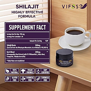 VIFSSG Shilajit Pure Himalayan Organic, 700 Mg Shilajit Supplement, Shilajit Resin Organic, Gold Grade Nature Shilajit with 4 in-1 Complex for Energy Support, 30 Grams, 1 Pack