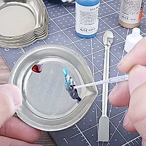 Honbay 12PCS Small Paint Tray Paint Mixing Palette 2PCS Metal Paint Stirrers and 10PCS Clear Plastic Droppers for Airbrush Paint Mixing Model Painting and DIY Art Craft