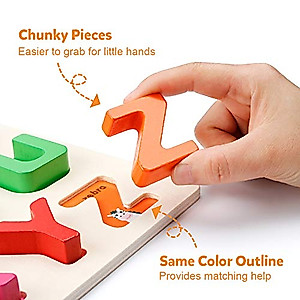 Coogam Wooden Alphabet Puzzle – ABC Letters Sorting Board Blocks Montessori Matching Game Jigsaw Educational Early Learning Toy Gift for Preschool Year Old Kids