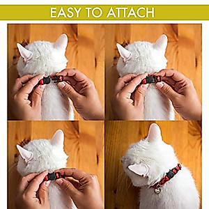 Upgraded Version - Cat Collar Stars and Moon, 4-Pack, Reflective with Bell, Solid & Safe Collars for Cats, Nylon, Kitty Collars, Pet Collar, Breakaway Cat Collar, Free Replacement