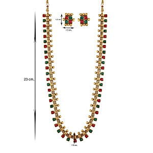 I Jewels 18K Gold Plated Indian Traditional Wedding Bollywood Golden Necklace Jewellery With Earrings For Women & Girls (MC041QG)