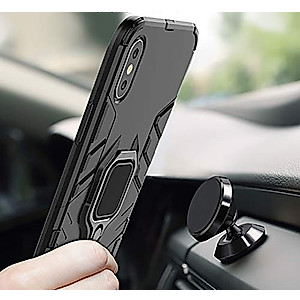 COTDINFORCA Xiaomi Redmi Note 9 Case Redmi Note 9 Case Shockproof with Ring Holder Kickstand Magnetic Car Mount Soft TPU Armor Thin Anti-Fall Protective Phone Case for Xiaomi Redmi Note 9 Black KK.