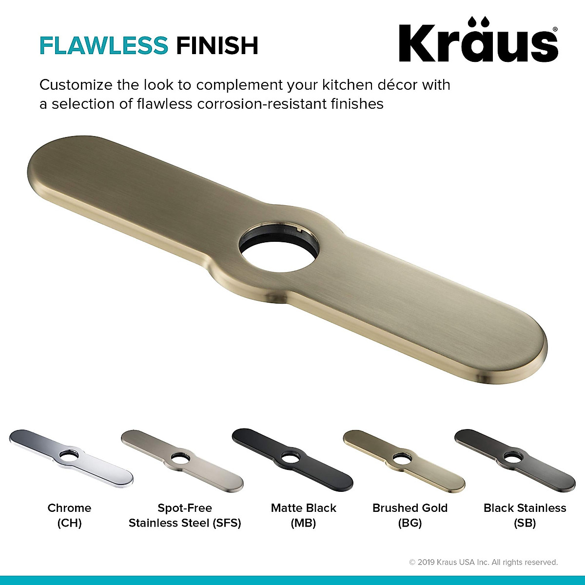 KRAUS Deck Plate for Kitchen Faucet in Brushed Gold, DP03BG