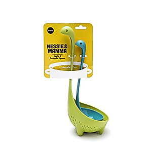 OTOTO Turquoise Nessie Ladle & Green Mama Nessie Colander Value Pack - Special Edition Soup Ladle & Colander Set - Ladles for Cooking - Kitchen Colander for Pasta - Dishwasher Safe & BPA free Ladle