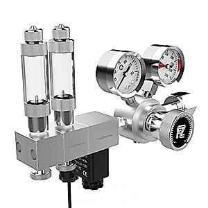 FZONE Pro Series Aquarium Dual Stage CO2 Regulator Adjustable Output Pressure with DC Solenoid and Integrated High Precision Needle Valve and Bubble Counter