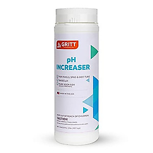 Gritt Commercial pH Increaser | pH up | Swimming Pool, Spa and Hot Tub Chemicals | Raise pH Levels | Soda Ash | Natural 100% Pure Sodium Carbonate Granules | pH Balance | Indoor and Outdoor Pools 2lbs
