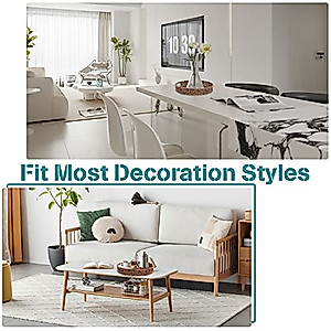 Set of 2 Rattan Serving Tray Round Rattan Basket Trays with Handles for Breakfast, Large Woven Decorative Tray for Coffee Table, Kitchen, Bathroom (12.6in + 13.8in)