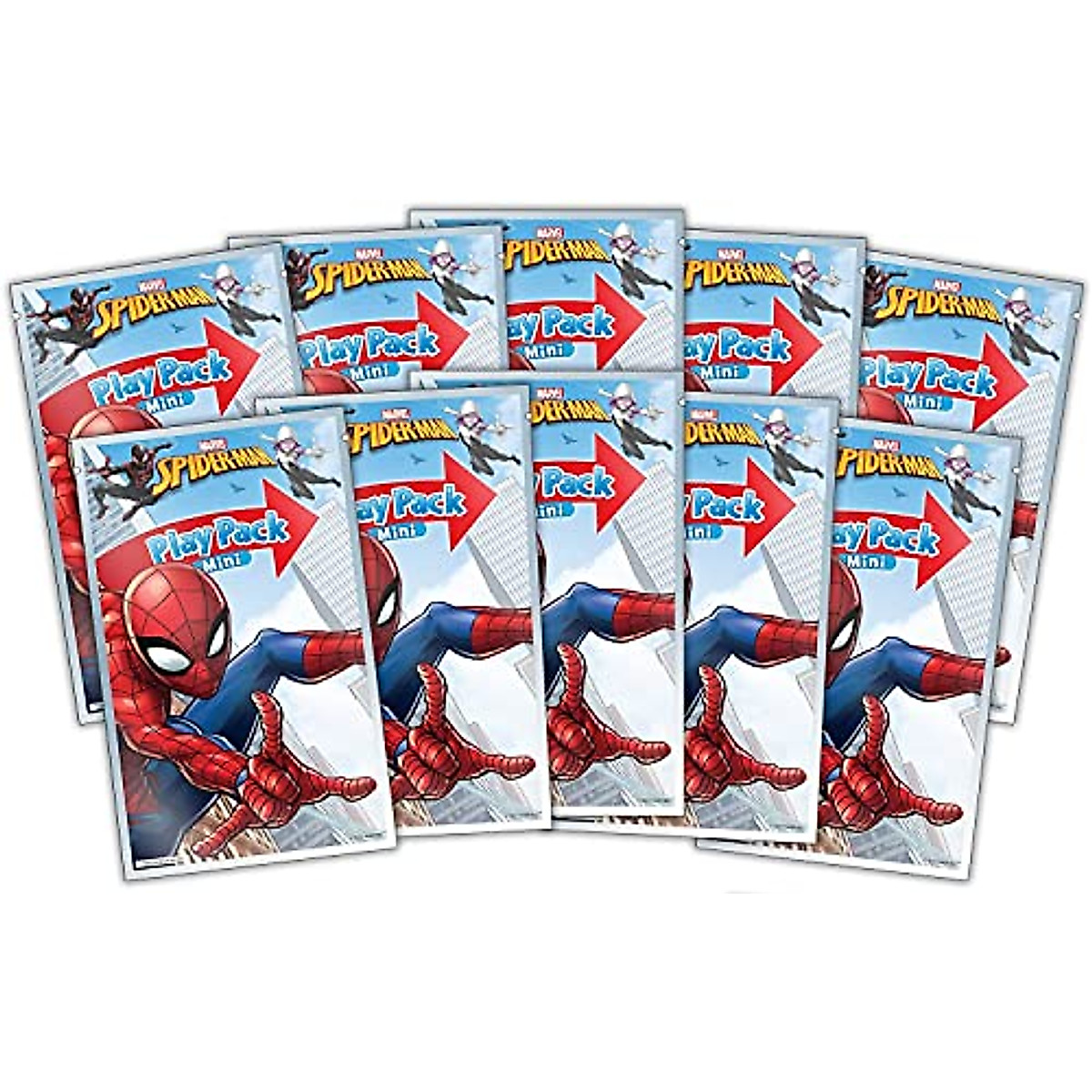 Bendon Mini Play Packs, Each with Mini Coloring Book, 2 Mini Crayons, and a Sticker,10-Pack (Spider-Man)