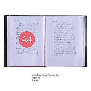 Music File Folder A4 Size Sheet Music Folder Paper Documents Music Themed 40 Pockets Storage Folder